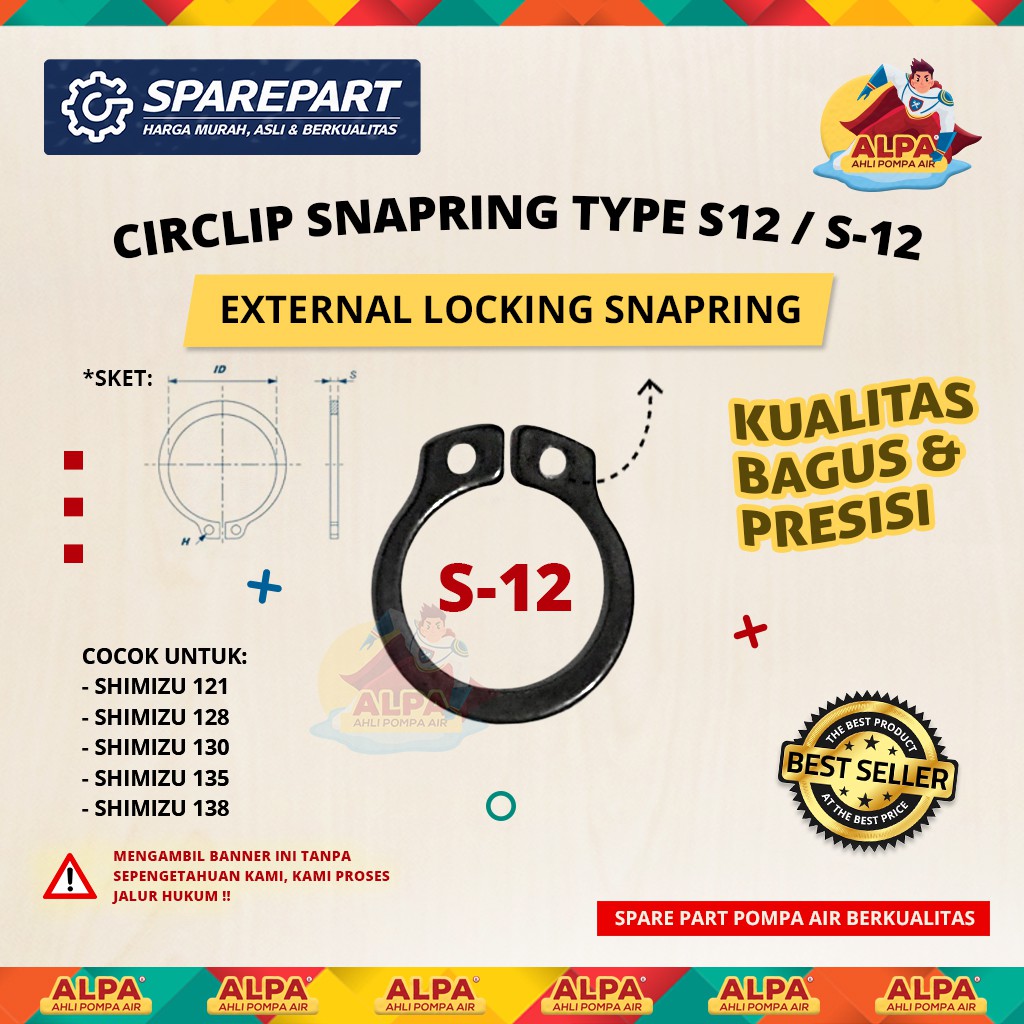 Snapring TYPE S12 / S-12 (Mechanical Seal / Clip Lock) | Shopee Philippines