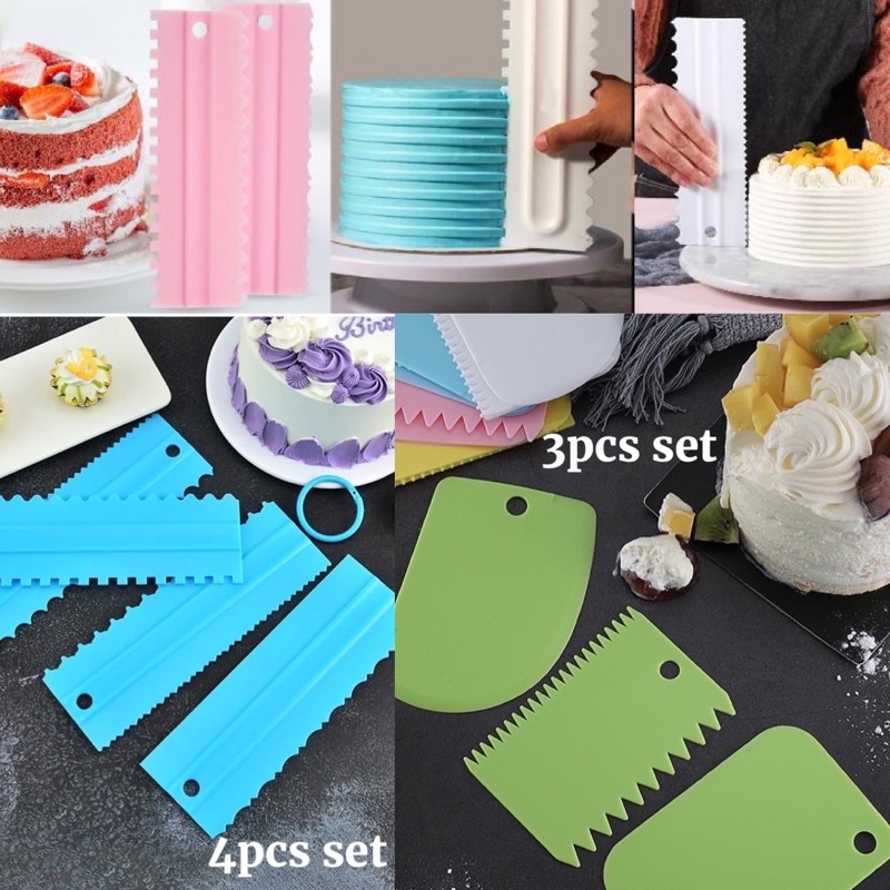 3/ 4 pcs Plastic dough Scraper Cake Smoother Small Dough Cutter Pastry ...