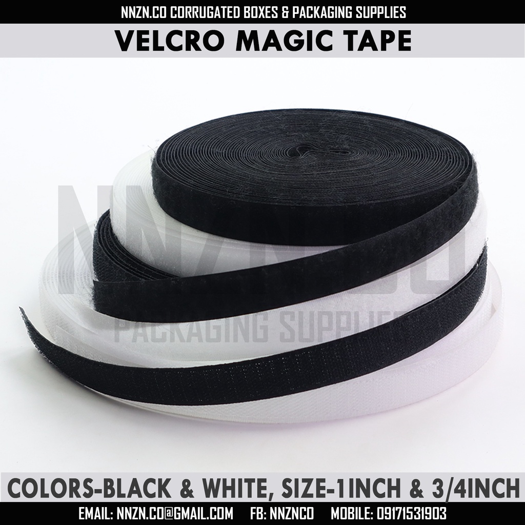 NNZN Velcro Magic Tape (Hook and Loop) Black and White Per Roll (25 ...