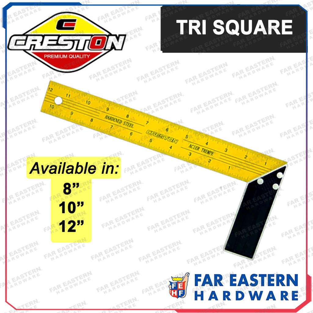 CRESTON Tri Square Ruler Try 8" | 10" | 12" CRHT | Shopee Philippines