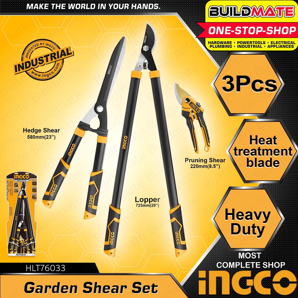 INGCO 3 PCS Garden Shear Lopper Set Scissor Pruning Cutting Plant for ...