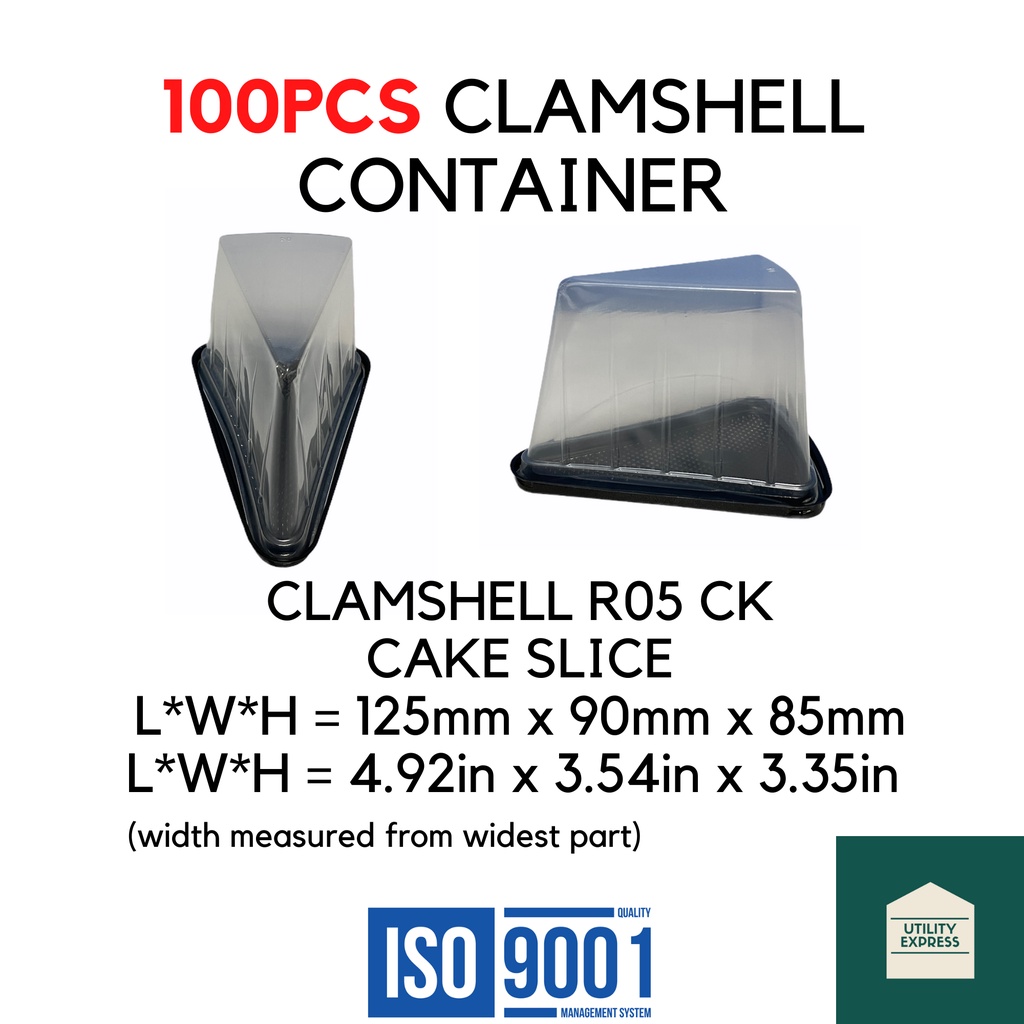 [100pcs] Clamshell [Cake Slice - RO5 CK ] 4.92"x3.54"x3.35" Plastic Lid ...