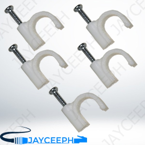 Lan Cable Wire Clips Nail Clamps Straps Tacks White 100 pcs 7mm ...
