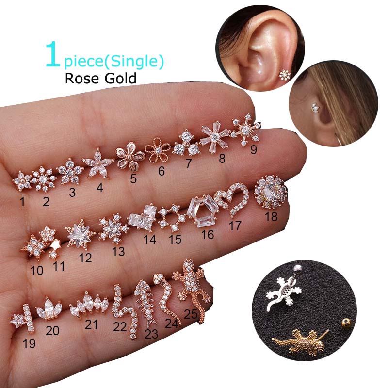 1piece Helix Earrings Pinna Orbital Piercing 20G Gold Silver Rose Gold ...