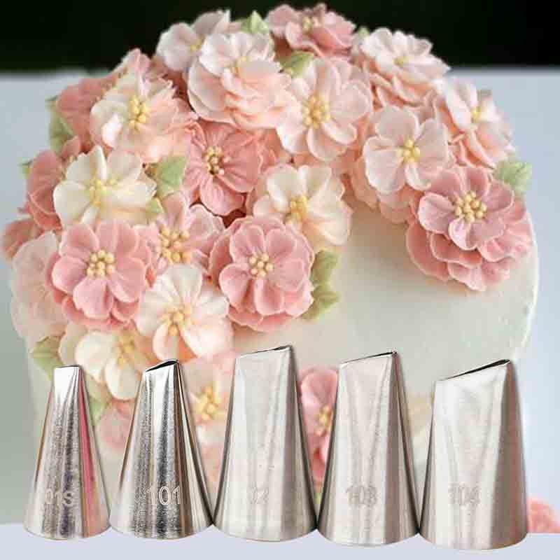 101S/101/102/103/104 Pastry Icing Piping Cake Nozzles Rose Flower Petal ...