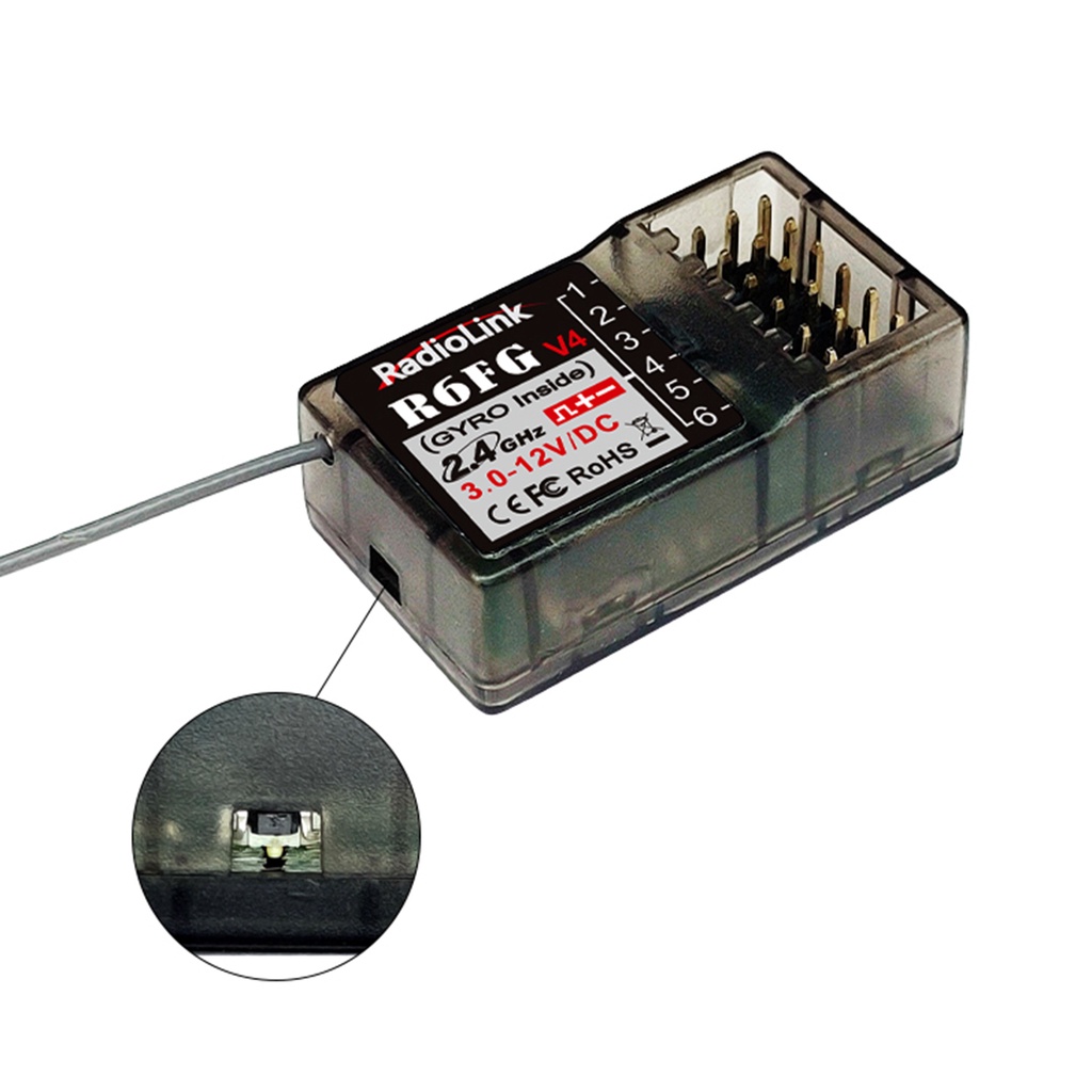 Radiolink RC Receiver R6FG V4 6 Channel 2.4G with Gyro Long Range ...