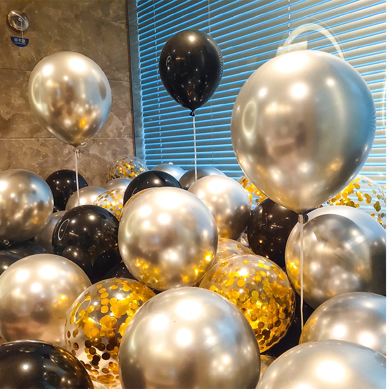 15PCS 12inch METALLIC Chrome Colour Helium Latex Balloons Wedding Happy ...