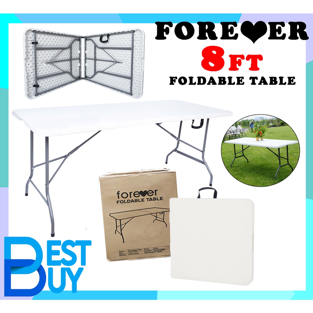 FOREVER Plastic Folding Table 8 FT/Fold-in-half FOLDABLE TABLE | Shopee ...