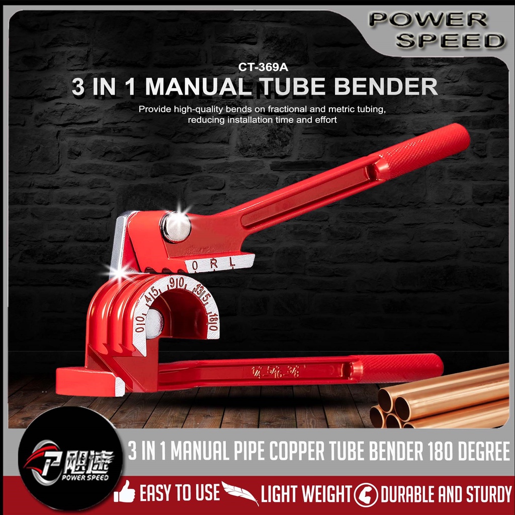 3 in 1 Copper Tube Bender For 1/4, 5/16, 3/8, Manual Tubing Bending Machine ( 0-180 Degrees ...