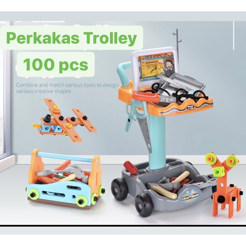 Pktr Toy Set Toolbox Trolley Set Building Blocks Puzzle Gift For Kids ...