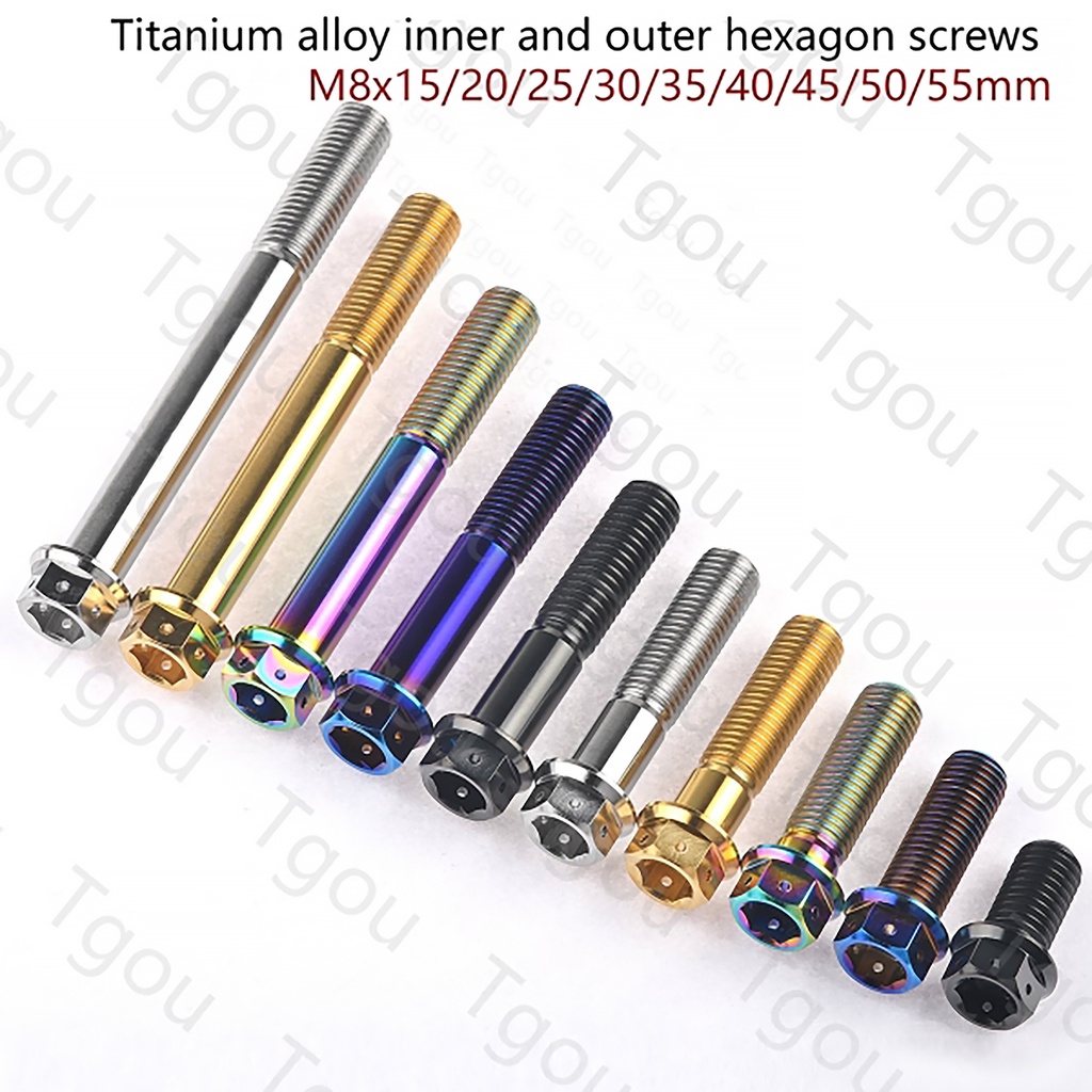 Tgou Titanium Bolts M8x15/20/25/30/35/40/45/50/55mm Flange Inner ...