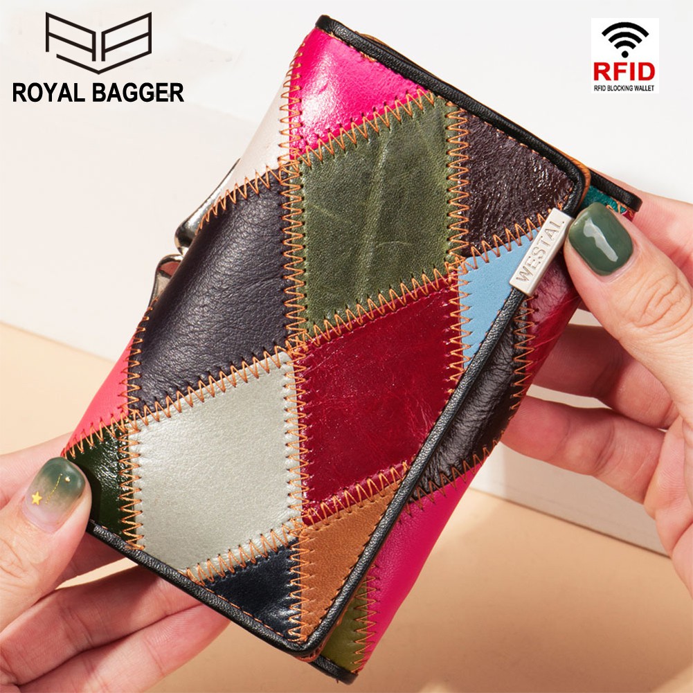 ROYAL BAGGER RFID Short Wallet Purse For Women Girls Genuine Cow ...