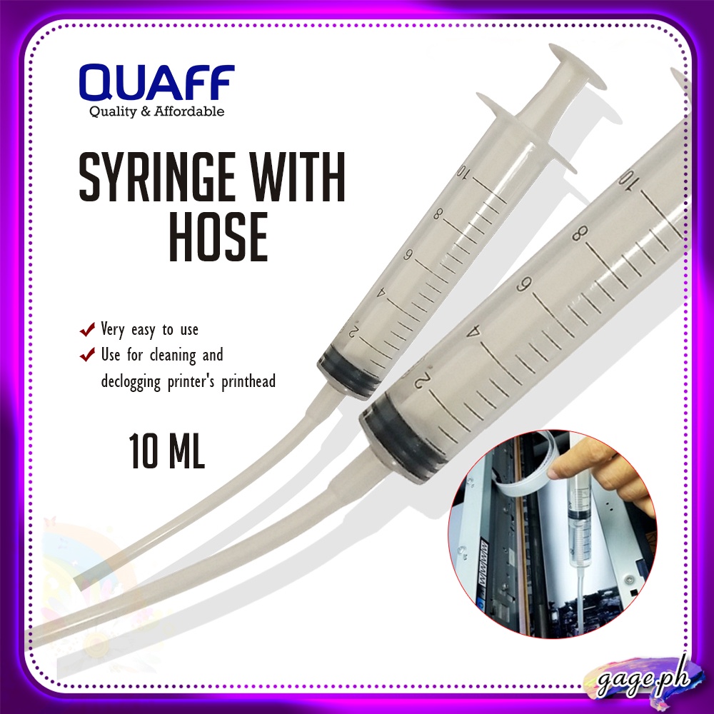 (4 pcs) Syringe with Hose for Printer // 100ml Cleaning Solution for ...
