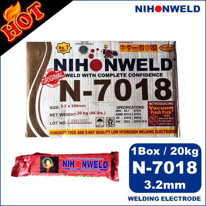 Nihonweld N-7018 Welding Electrode 3.2mm - 1 Box / 20kg | Shopee ...