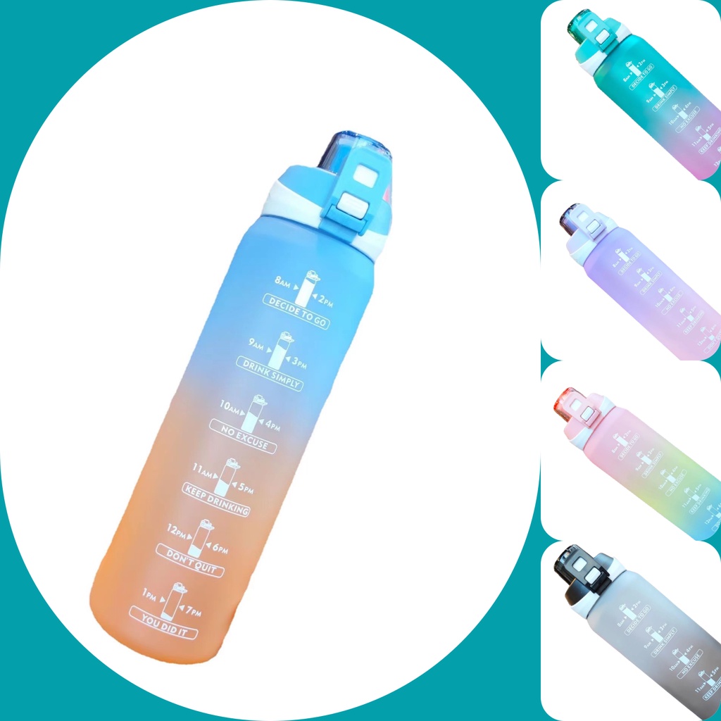 Aqua Flask 1,000ml Gradient Color Sports Bottle Time Mark Portable ...