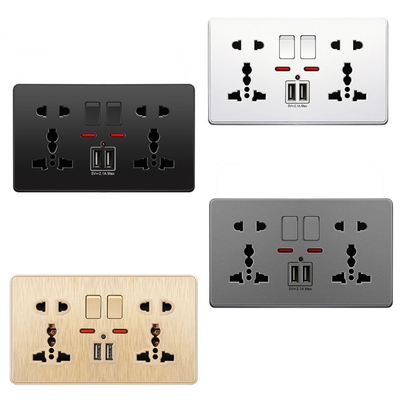 fol Multifunction UK 13A Wall Socket with Double USB Charging Ports ...