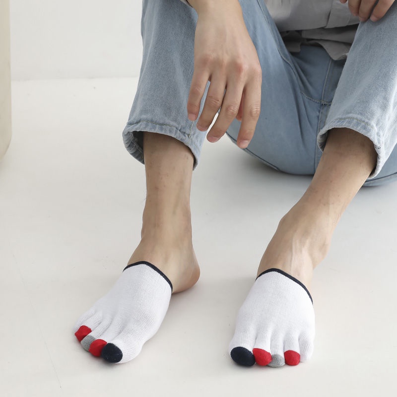 5 Pairs Pack Front Half Soles Five-Finger Men's Socks Split Toe Sweat ...