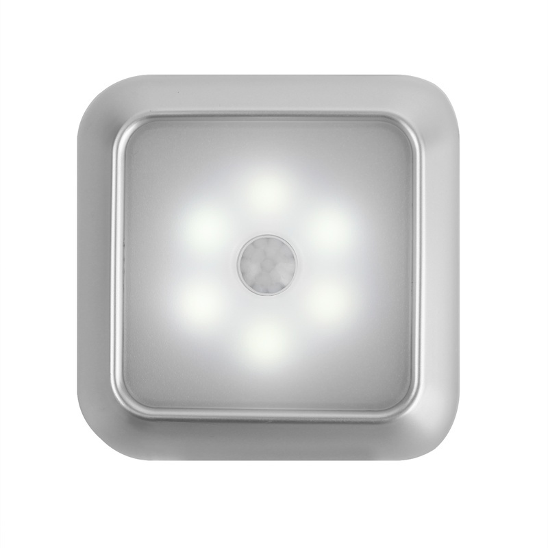 Battery Powered 6 LED Square Motion Sensor Night Lights PIR Induction ...