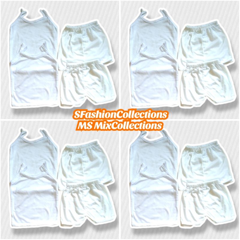 6&12 Pairs Plain White Terno for Baby Girl ( 0-12 months old ) | Shopee ...