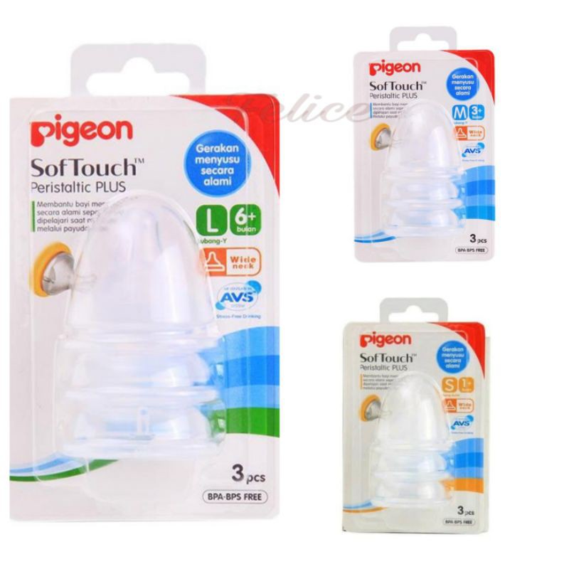 Pigeon Soft Touch Peristaltic Plus Nipple 3-Wide Neck || Pigeon Wide Neck Dot | Shopee Philippines