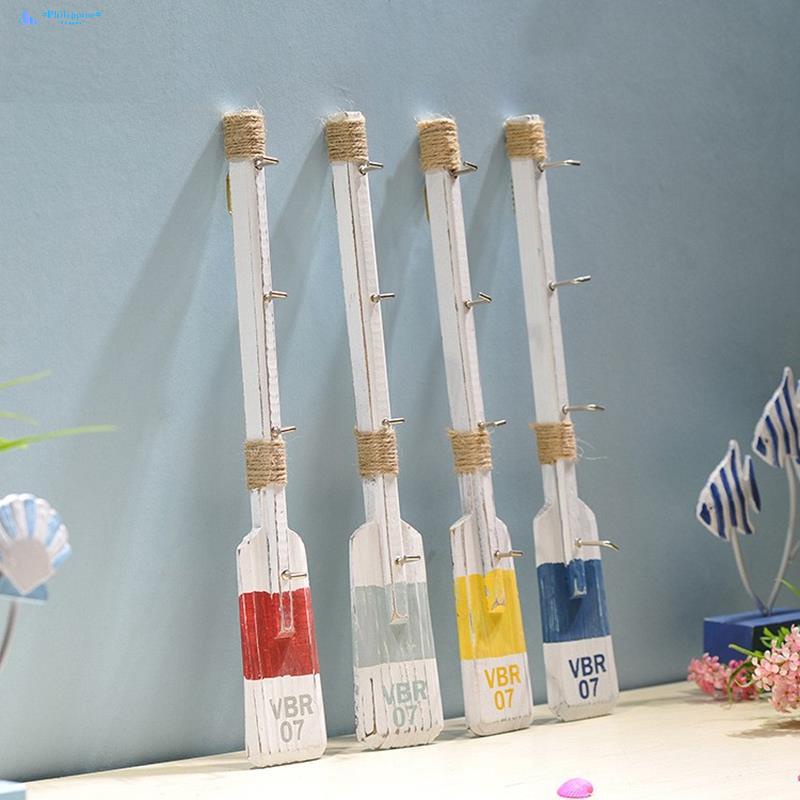 1Pc 40cm Nautical Wooden Oar Wall Decor with Hooks Paddle Adornment ...