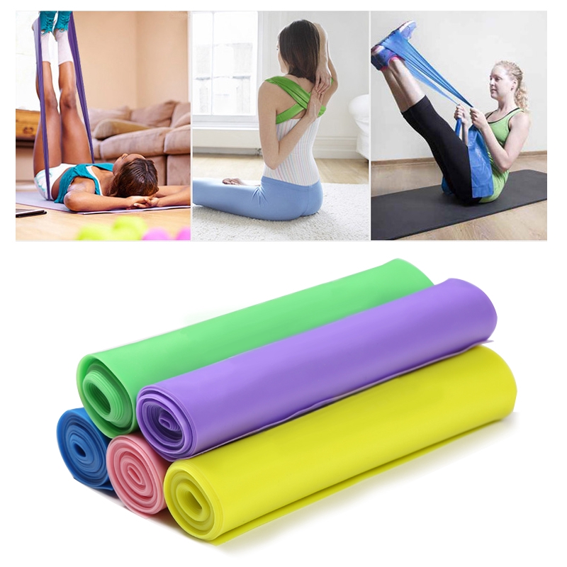Gym Equipment 1.5M Yoga Pilates Rubber Stretch Strap Yoga Resistance ...