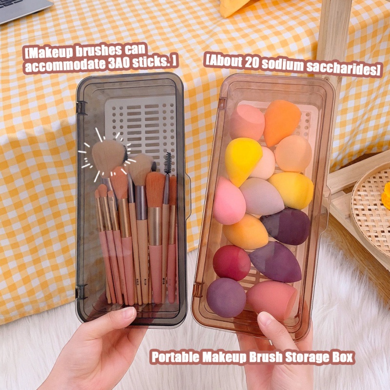 Creative Simple Makeup Brush Powder Puff Storage Box with Lid Dustproof ...