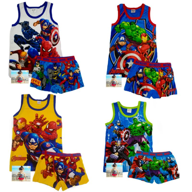 Marvels Heroes Avengers Character Set Sando+Boxer For Kids | Shopee ...