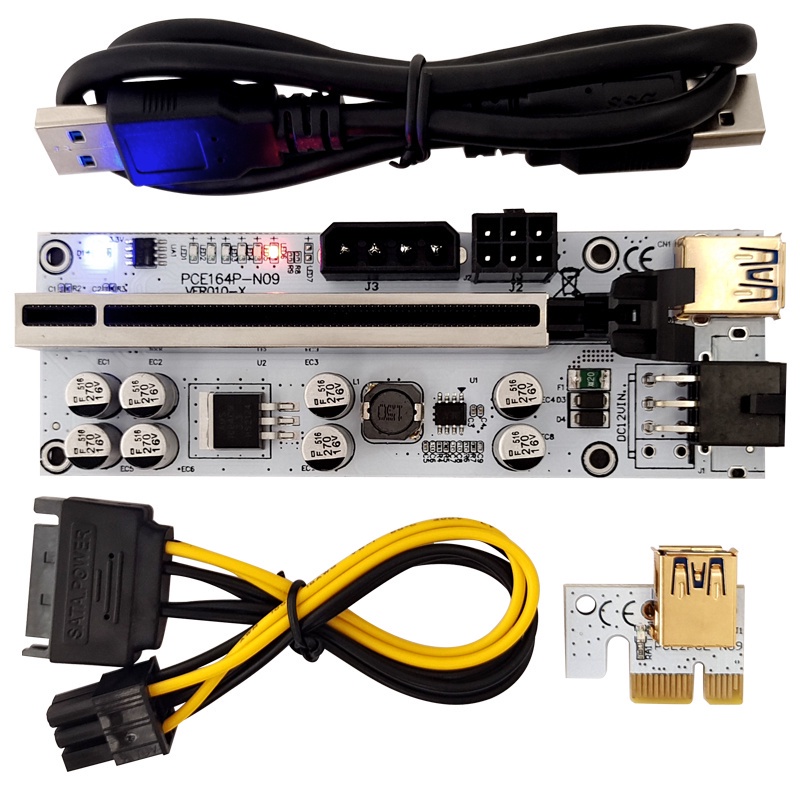 010X 010S Plus Gpu Riser Pcie Riser Card With 6 LED PCI Express 1X To ...