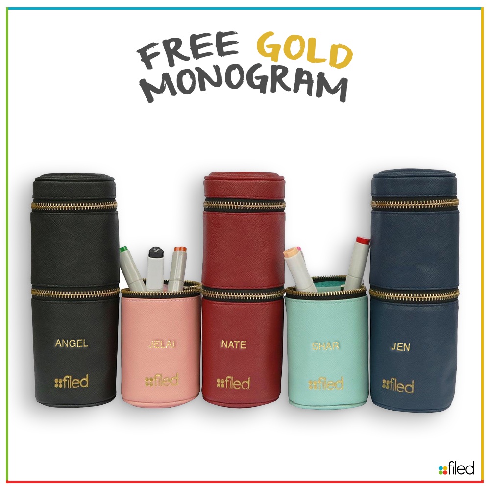 Filed Pen Capsule Leatherette Pen Holder Organizer Pencil Pen Case ...