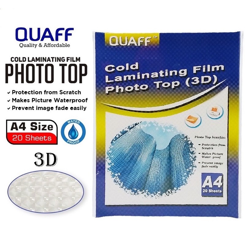 QUAFF Photo Top Cold Laminating Film A4 size (3D and Glitter) 20sheets ...