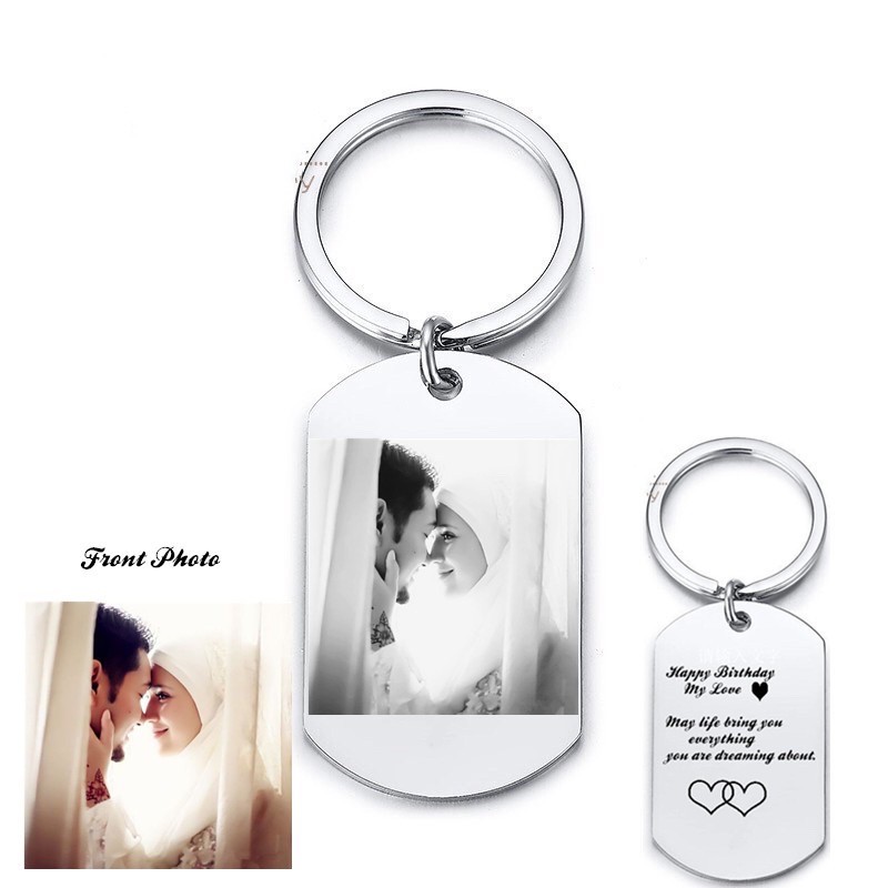 Photo Keychain,Stainless Steel Keychain,Name Tag,Anniversary Gift【Ship ...