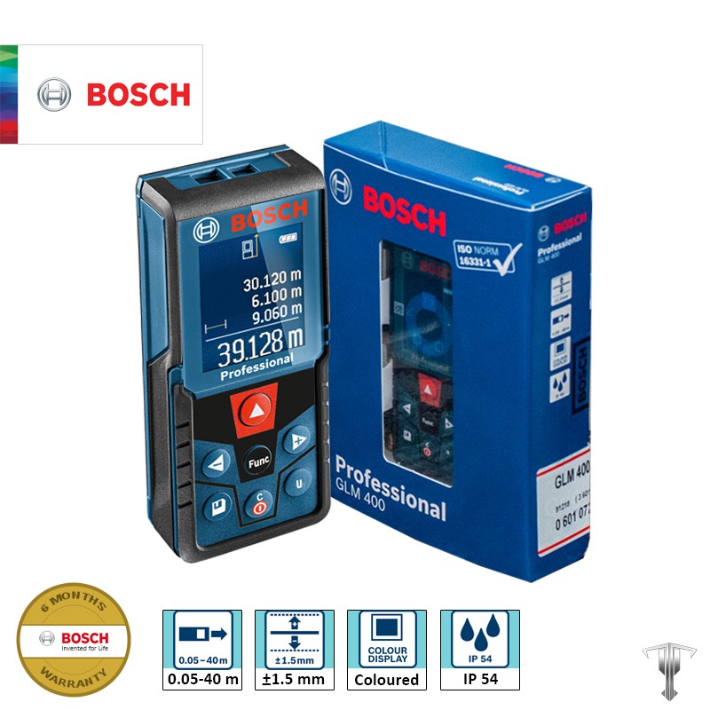 Bosch GLM 400 Professional 40 M Laser Rangefinder Distance Measurement with Coloured Display ...