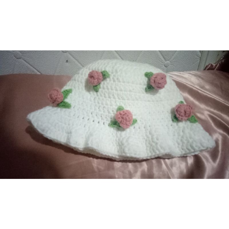 Rose Bucket Hat Crochet | Shopee Philippines