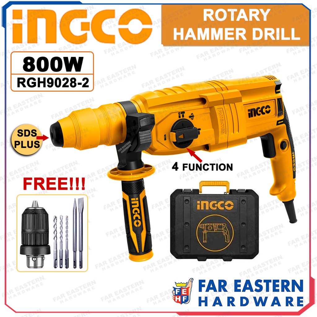 INGCO Rotary Hammer Drill 26mm SDS Plus w/ Chuck 800W RGH9028-2 INPTCD | Shopee Philippines