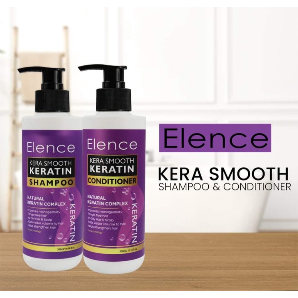 Elence Kera Smooth Keratin Shampoo and Conditioner 300ml by COCOBERRY ...