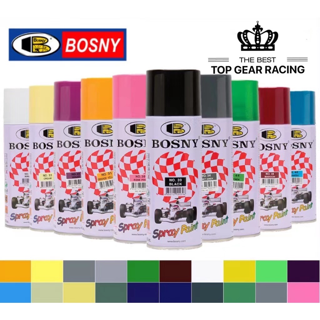 Bosny 100% Original Acrylic Spray Paint Solid Color fluorescent high ...