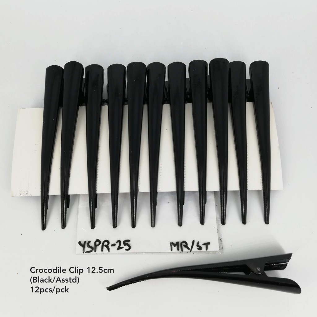 25th ️(12pcs) 812# Beak Tuka Black Metal Clip for salon hair Hairclip ...