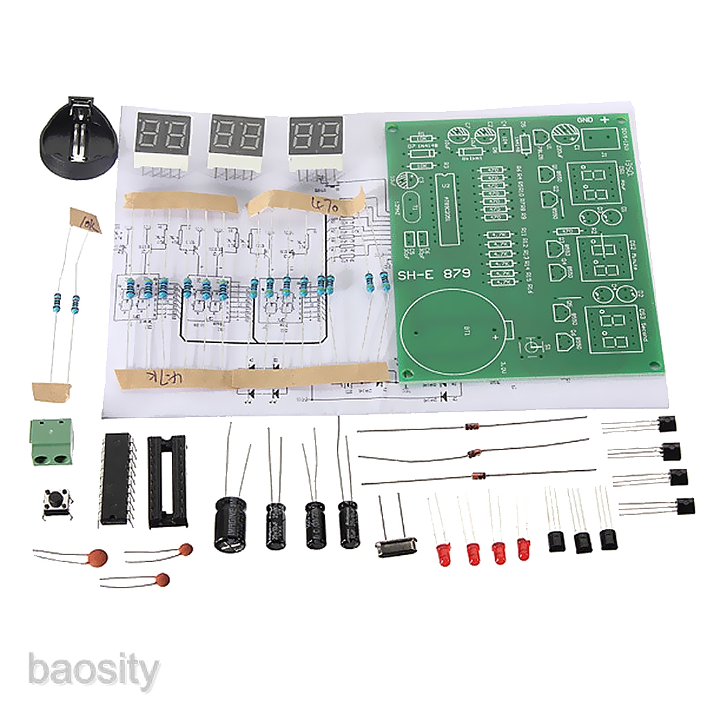 6 Bits Digital Electronic Clock Soldering Practice AT89C2051 Circuit ...