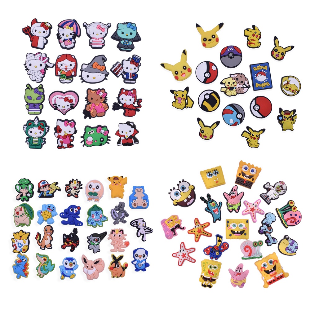 Croc Jibz Cartoon Kity Pikachu DIY Shoes Charm Button Combined | Shopee ...
