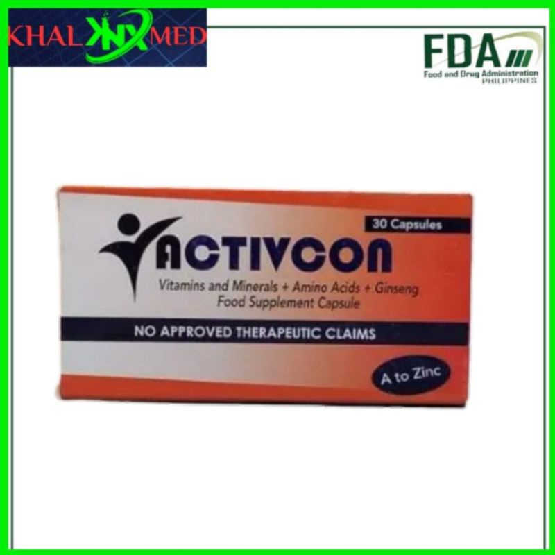 ACTIVCON Vitamins and Minerals + Amino Acids + Ginseng 30 Capsules ...