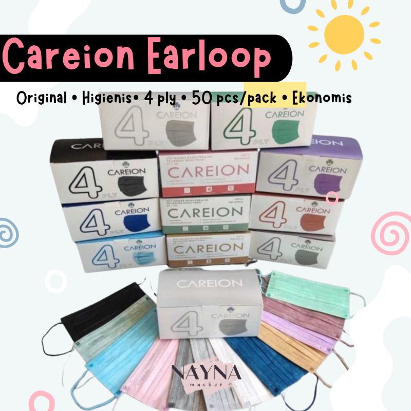 Careion Earloop Mask Box Contents 50 pcs 4 ply Color | Shopee Philippines