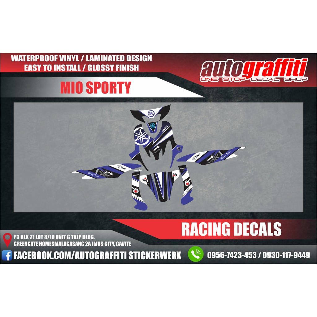 Mio Sporty Racing Decals 2 with color variation sticker | Shopee ...