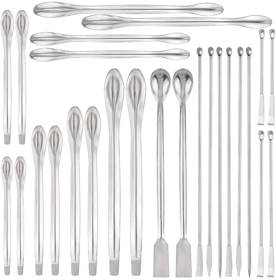 Ready Stock 26PCS Stainless Steel Lab Measuring Spatula Set Micro Lab ...