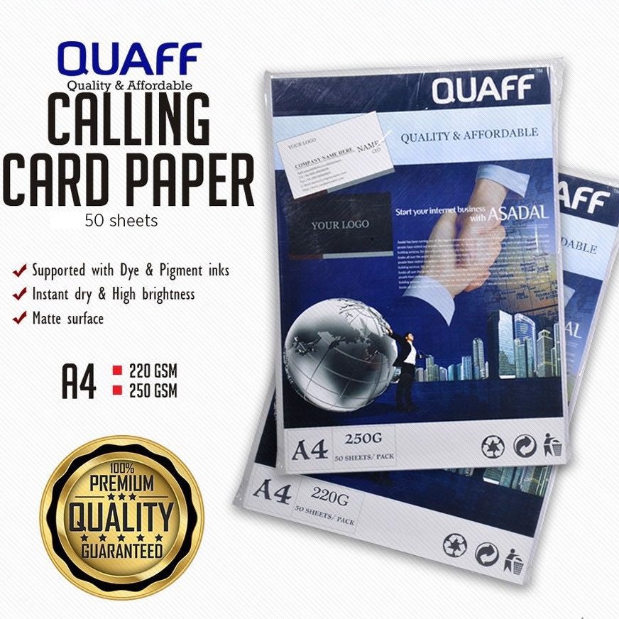 QUAFF Matte Calling Card Paper 220 GSM II 250 GSM II 300GSM (50sheets ...
