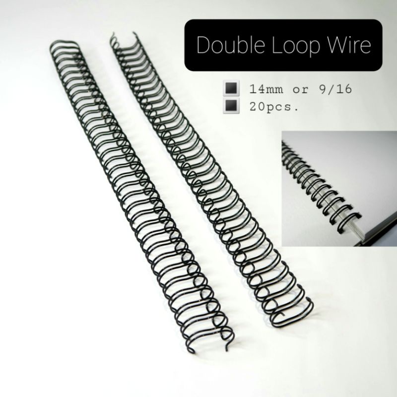 9/16" / 1/2" Black Double Loop Wire 3:1 Pitch for binding 34 loops A4 size/16loops -10pcs/20pcs ...