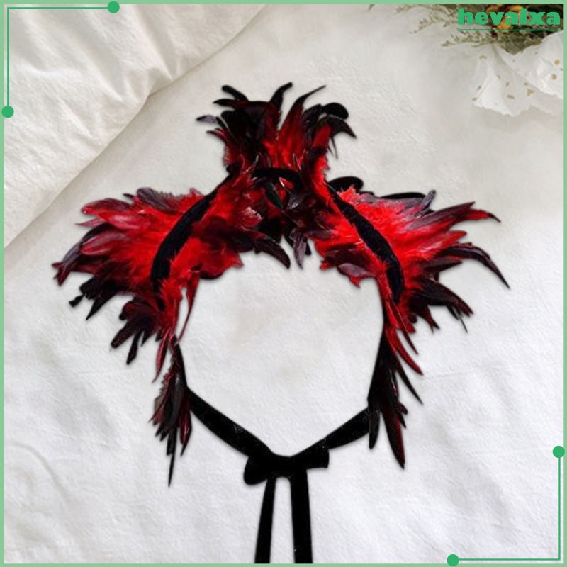 Feather Shrug Shawl Gothic Collar Halloween Costume Stole Poncho ...