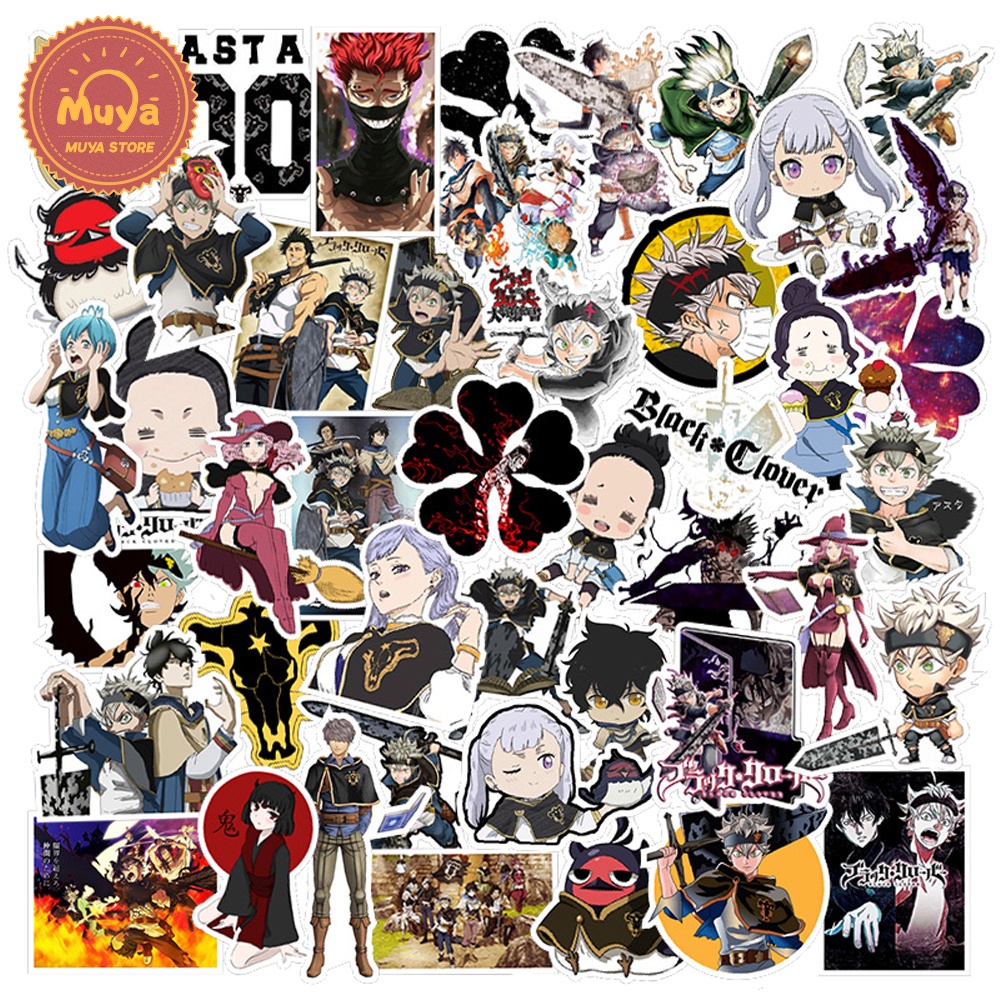 MUYA 50pcs Black Clover Anime Stickers Japanese Cartoon Stickers ...