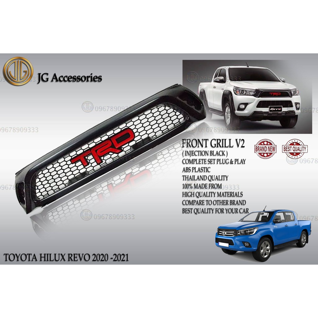 TOYOTA HILUX REVO 2016-2021 FRONT GRILL/TRD GRILL/FRONT GRILLE COVER VERSION 2 THAILAND TRD RED ...