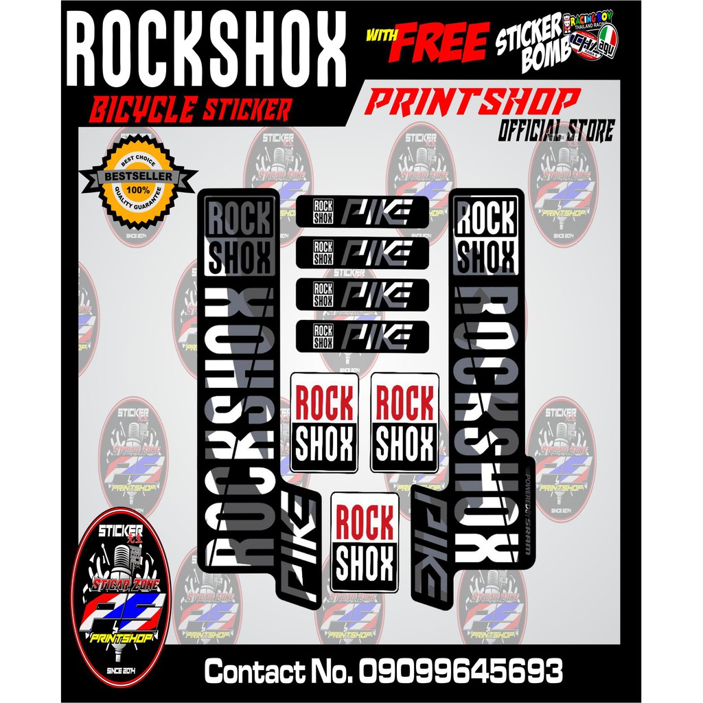 Rock Shox Fork Bike sticker decals glossy laminatedpre-cut (1.3in x 7 ...